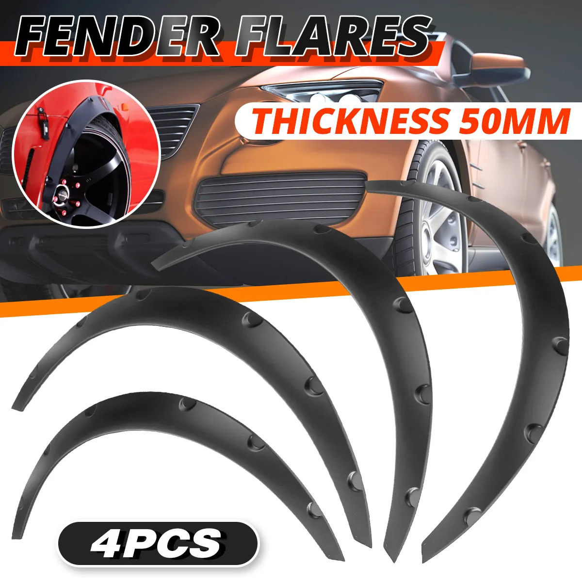 Car Mudflaps, Mudguards Car Universal Wheel Arch Fender Flares: Durable ...
