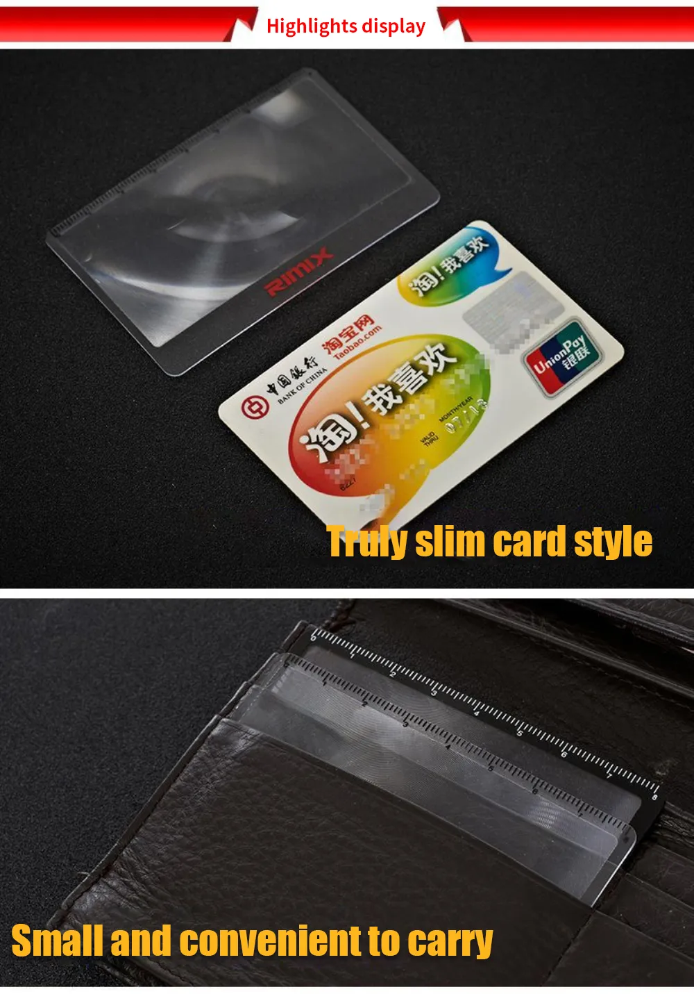 Portable Card Magnifying Glass 5x Magnification Credit Card Size Ultra ...