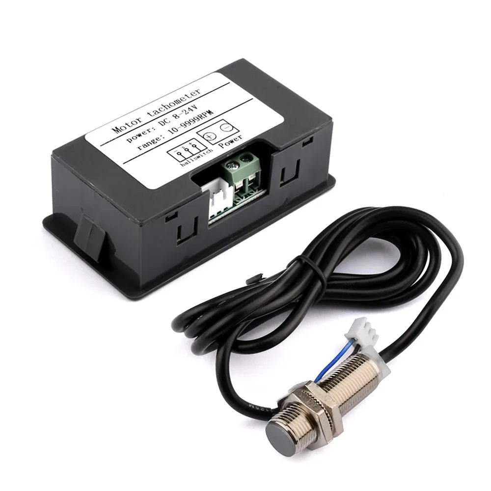 Digital Gauge Speedometer: 4 Digit LED RPM Meter, DC 8 24V, NPN Hall ...