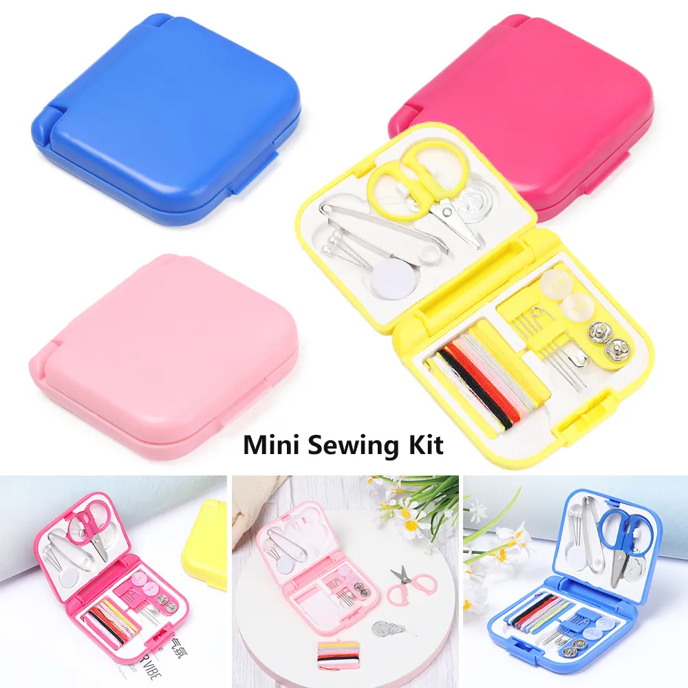Sewing kit organizer box with compartments for buttons needles and ...