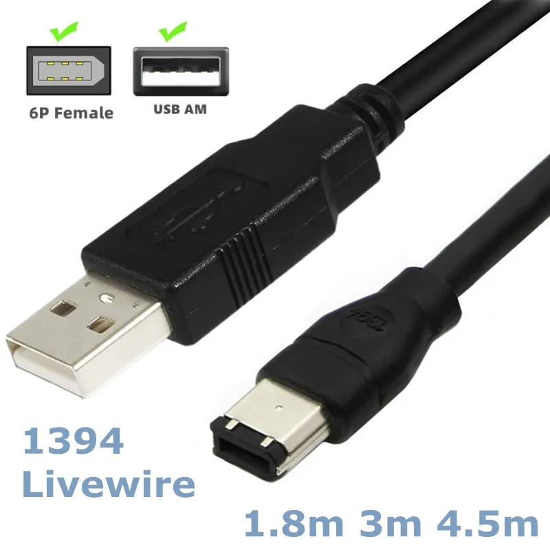 High-Quality USB Male to Firewire IEEE 1394 6 Pin Male ILink Adapter Cord Firewire 1394 Cable 1 ...