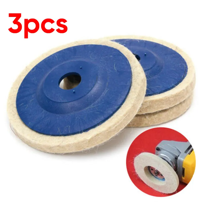 4-Pack 100mm Wool Felt Buffing Polish Pad Disc Set for Marble Metal ...