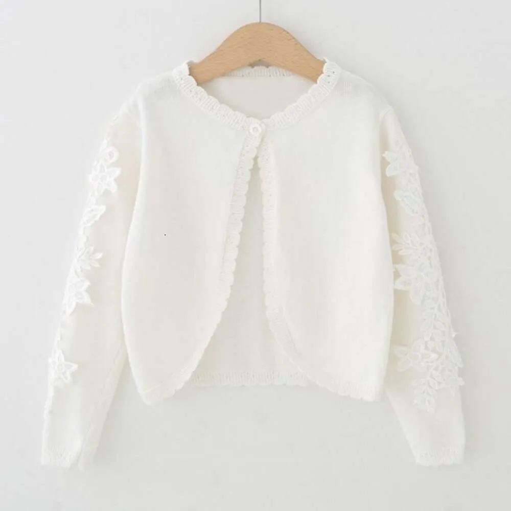 Cozy White 100% Cotton Zip-Up Cardigan Sweaters for Girls Aged 1-11 ...