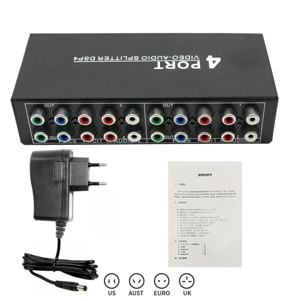 Wholesale RCA RGB Component Video Audio Splitter, 1 In 4 Out 4 Way ...