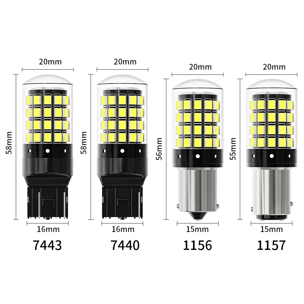 1156 BA15S 1157 BAY15D 7440 W21W White LED Turn Signal Reverse Light ...