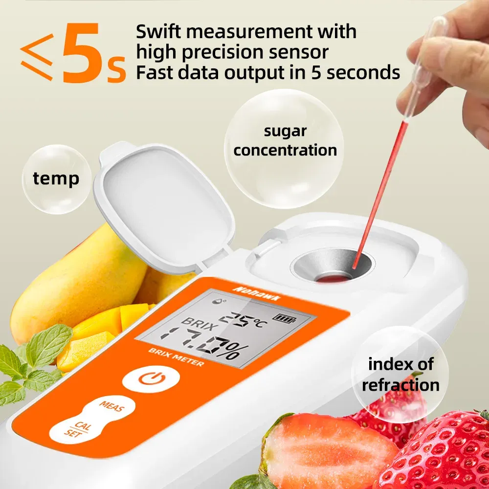 Nohawk New Brix Meter Sugar Tester Digital Brix Refractometer For Fruit ...