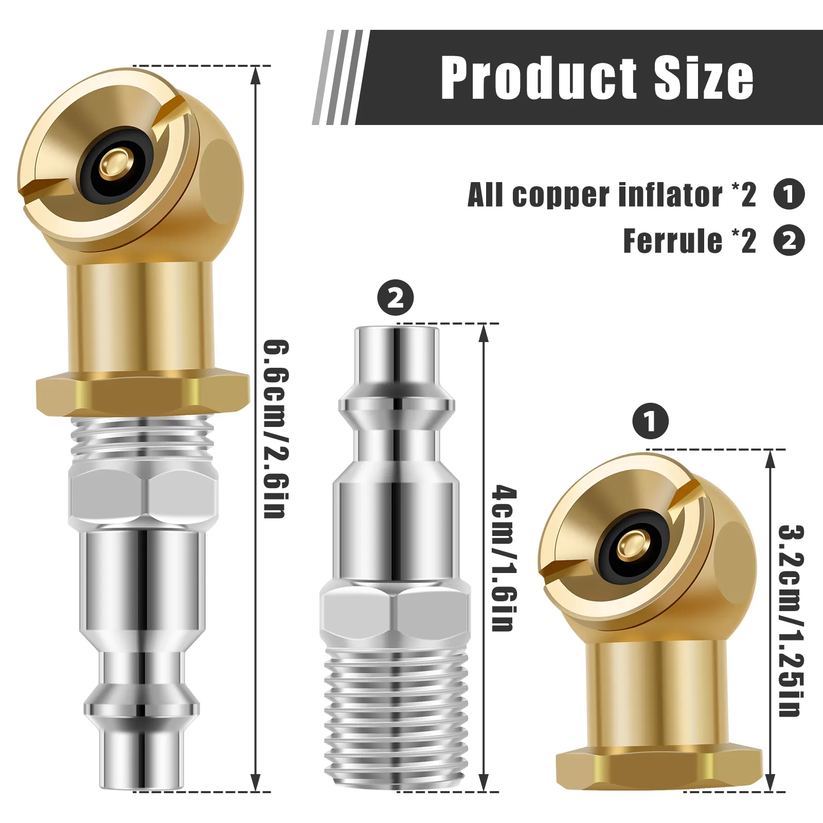 Ball Inflator Air Chuck Set Brass 1/4NPT Air Compressor Tire Inflator ...