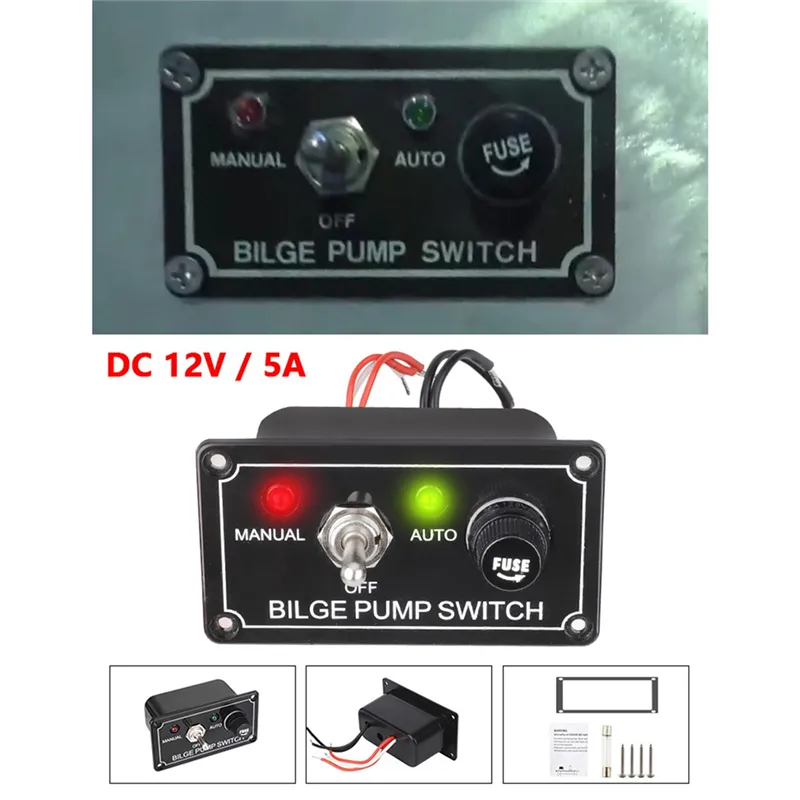 DC 12V 3-Way Toggle Switch Panel for Marine Bilge Pump with LED ...
