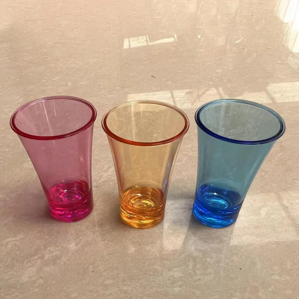 Set of 6 Plastic Shot Glasses 2 oz Clear Cocktail Tumblers 2.36 × 1.7 ...