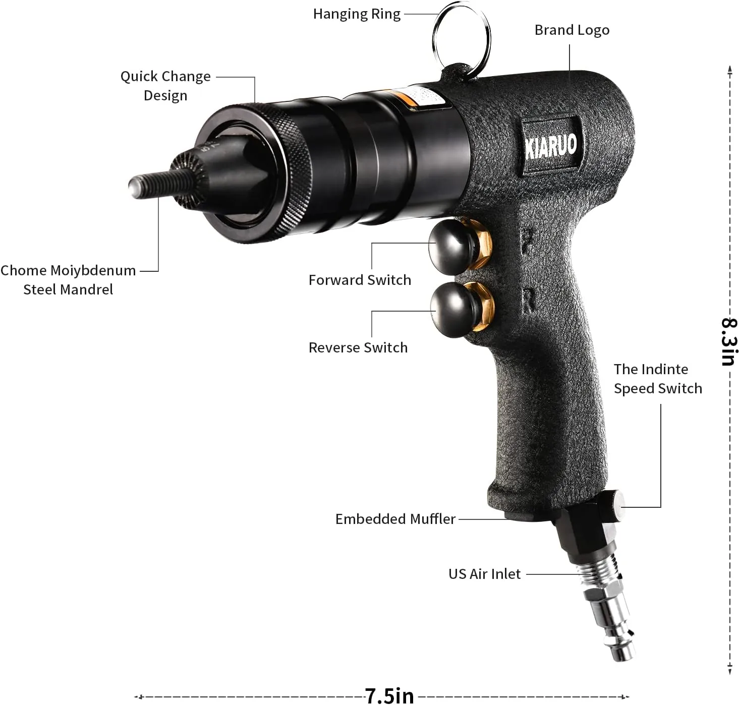 DHgate.com:Pneumatic Rivet Nut Gun Kit - Self-Locking Head Gun with ...