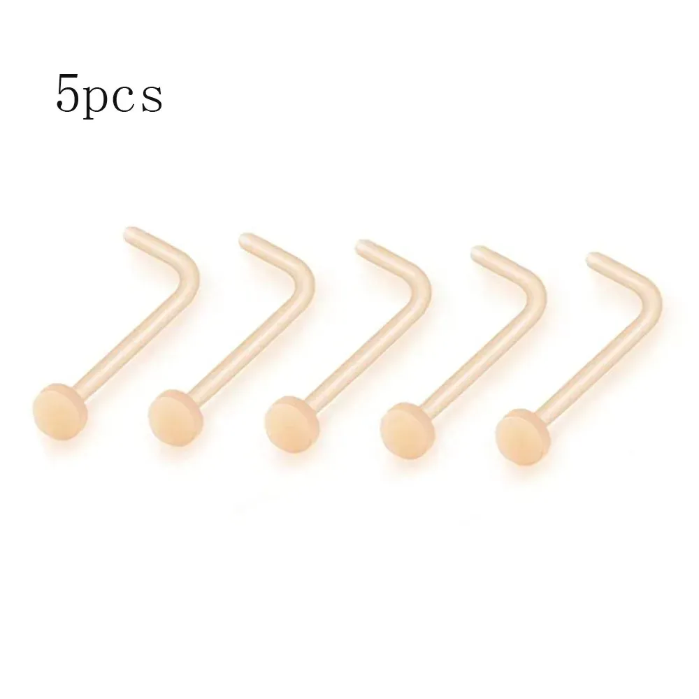 Discreet Clear L-Shape Flat Top Nose Bone Retainer Studs - Flexible ...