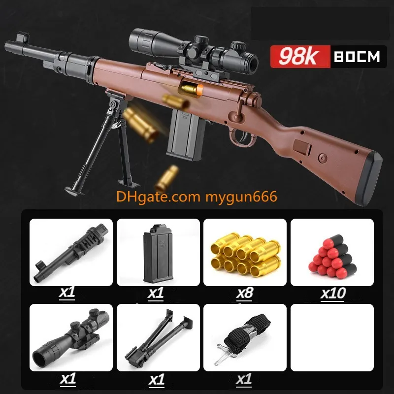 98K Soft Bullets Toy Gun Shell Ejection Detachable Submachine Gun Foam Darts Model Outdoor Cs ...