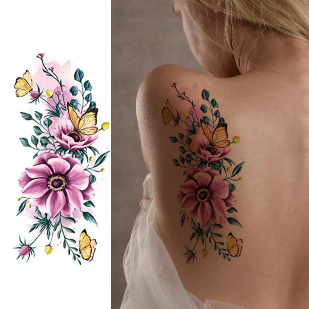 colorful flower tattoos for females