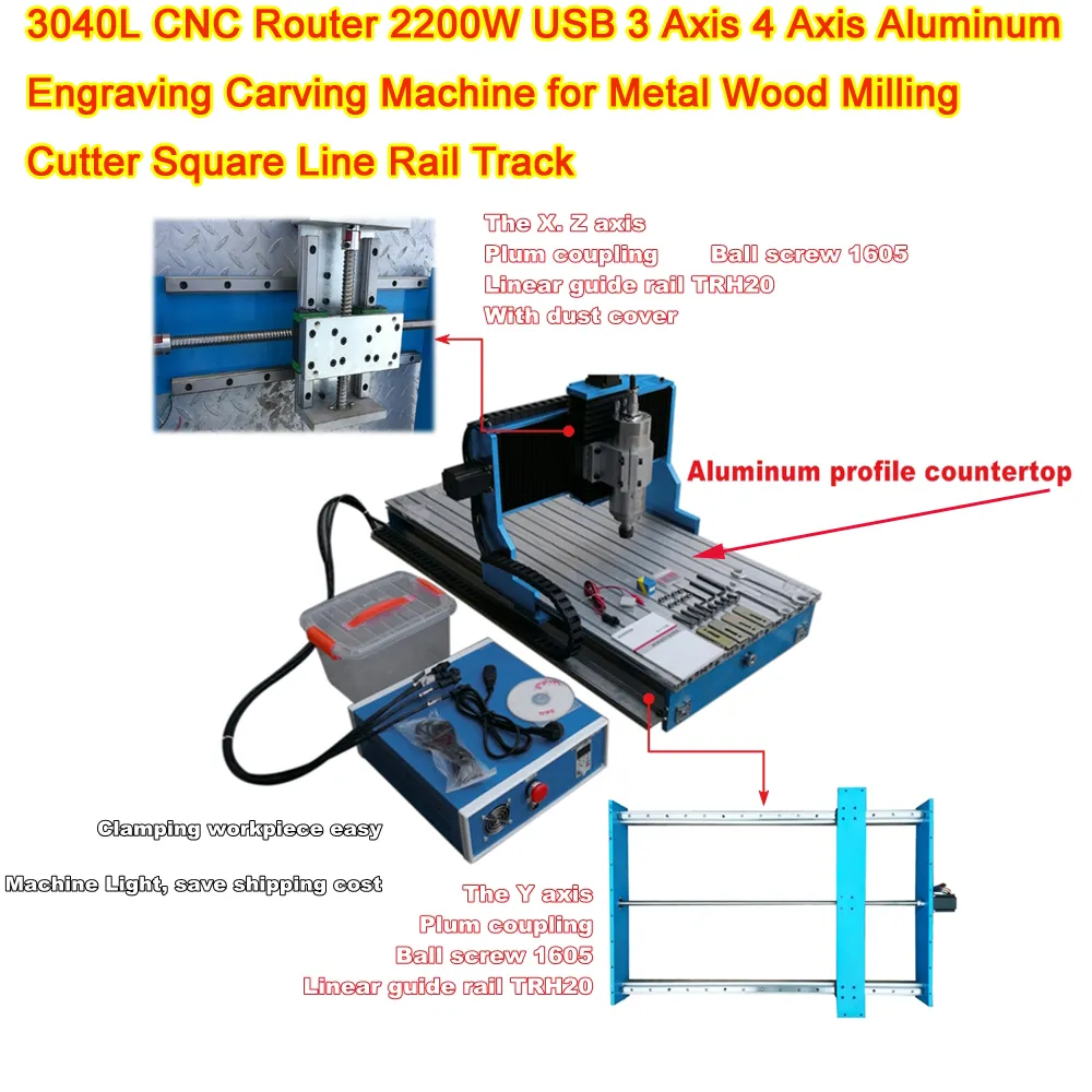 Precision 3040 CNC Router: 2200W, USB, Aluminum Engraver for Wood ...