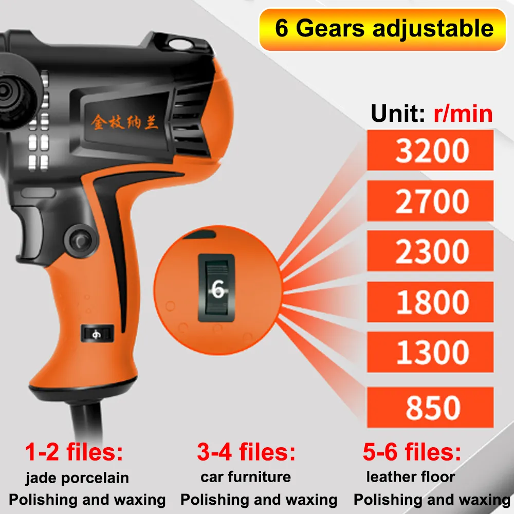 980W Car Polisher Kit: 6-Speed Adjustable Electric Polishing, Waxing ...