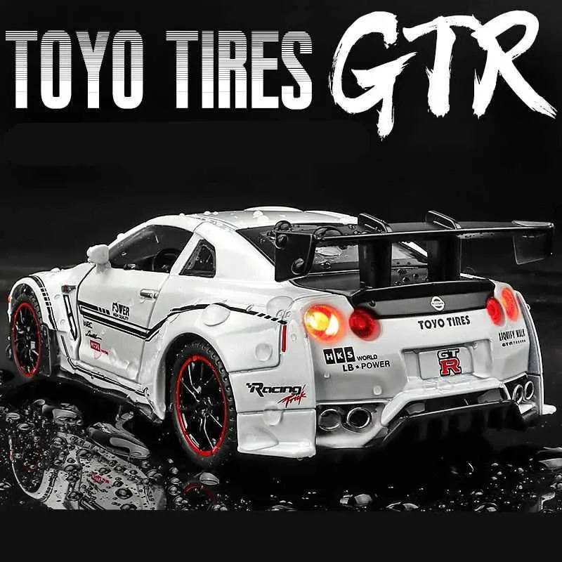 Diecast Metal Car 1/32 Scale NISSAN GTR R34 R35 Alloy Sports Car Model ...