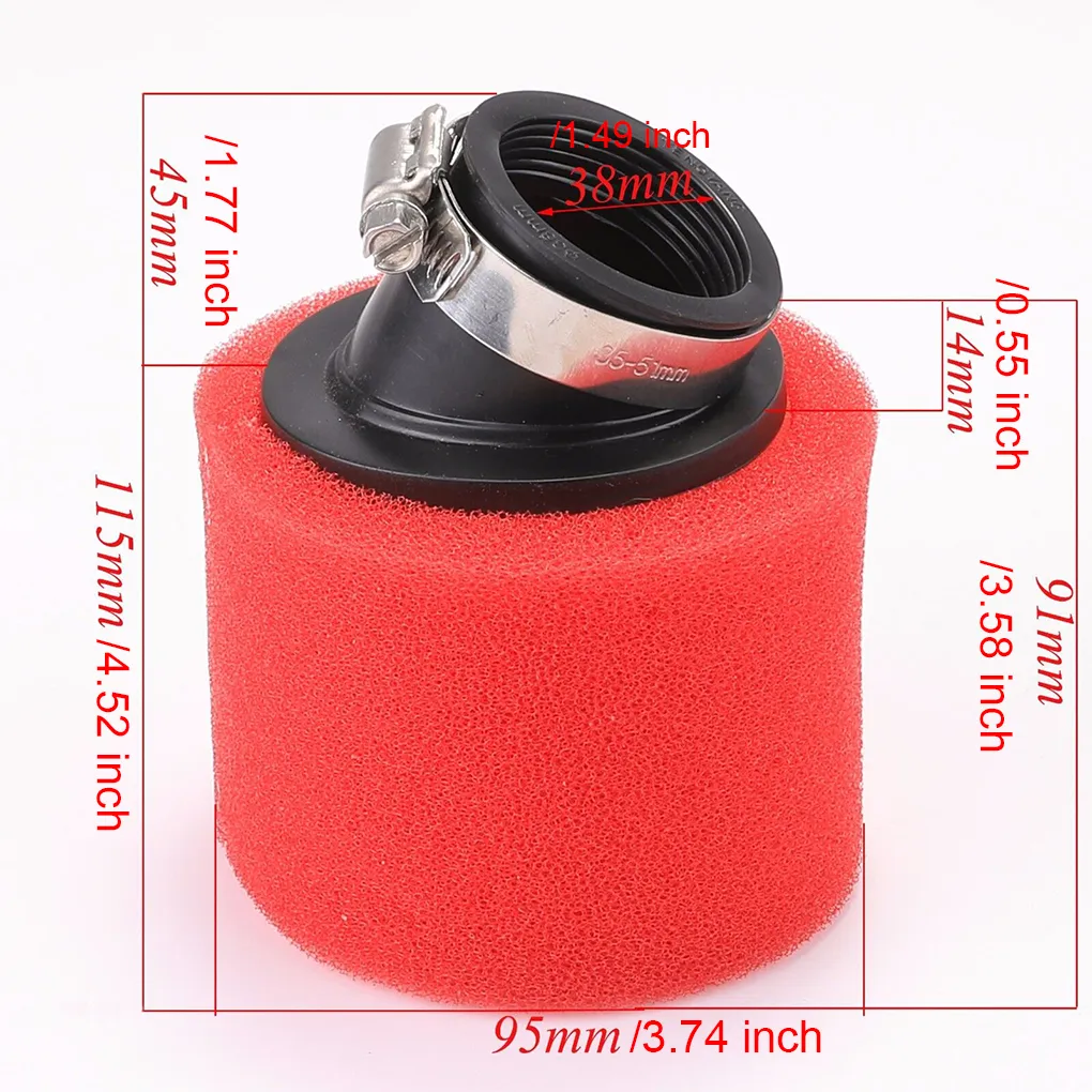 3-Pack Bright Red Dirt Bike Air Filters - High-Flow Bent Pod Foam ...