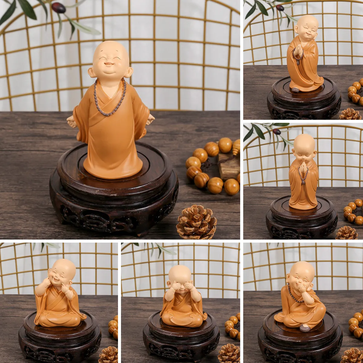 Little Monk Figurine Resin Mini Monk Statue Mini Monk Statue For ...