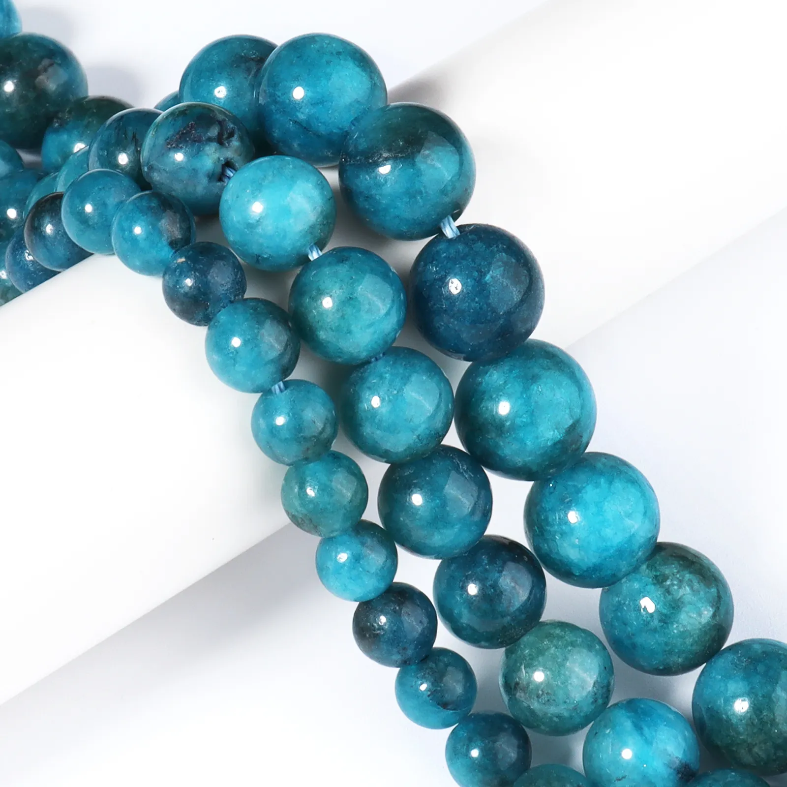 Natural Blue Apatite Stone Round Gemstone Loose Spacer Beads for ...