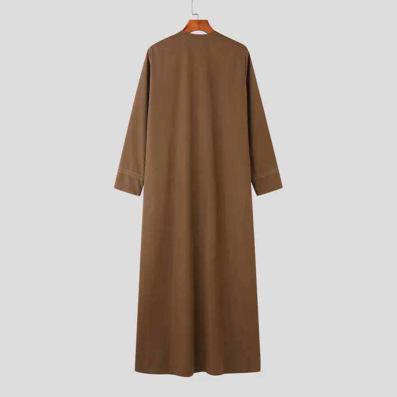 INCERUN 2024 Vintage Islamic Arabic muslim kaftan for Men - Muslim Jubba Thobe with Patchwork, O ...
