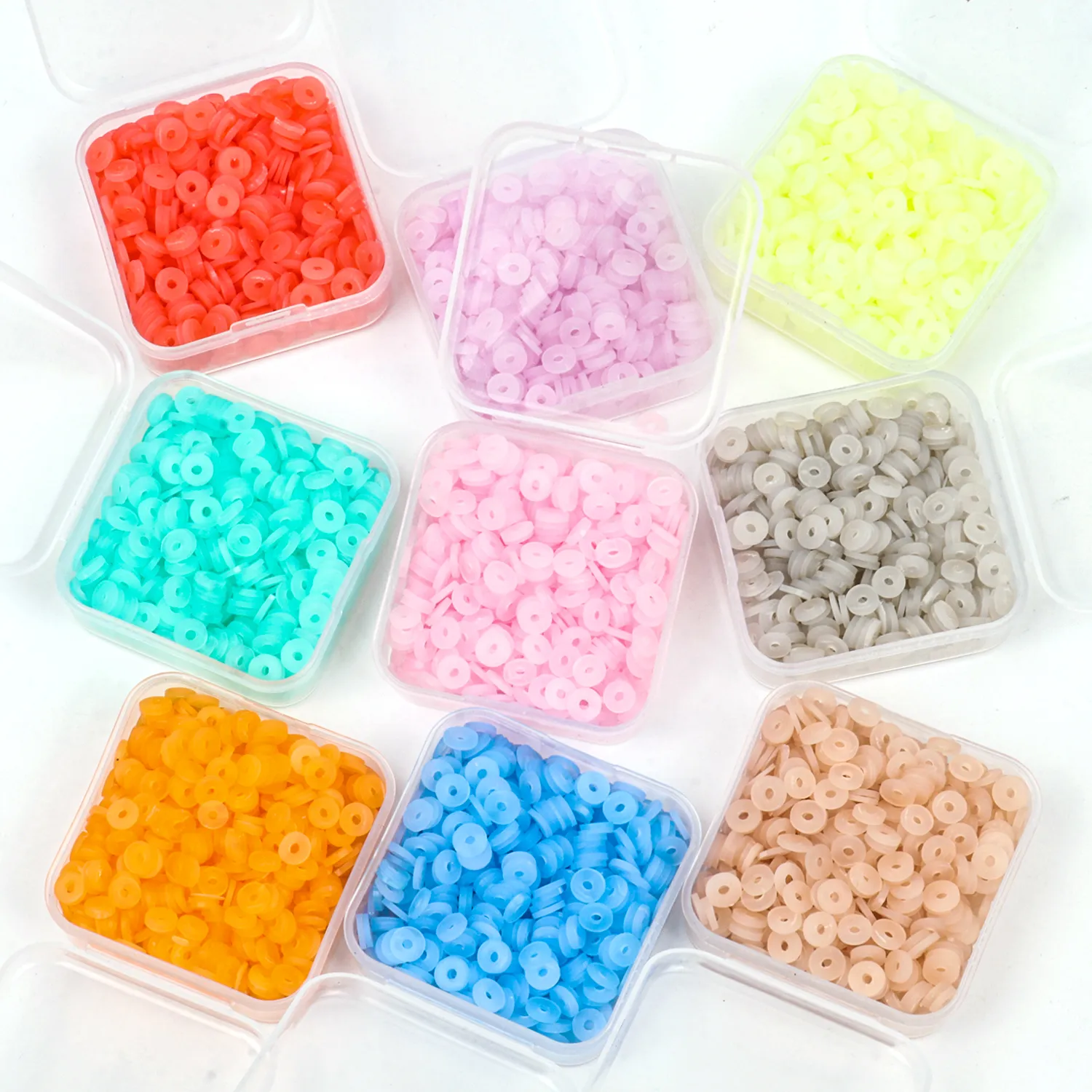 Translucent Polymer Clay Flat Round Spacer Beads for DIY Jewelry Making ...