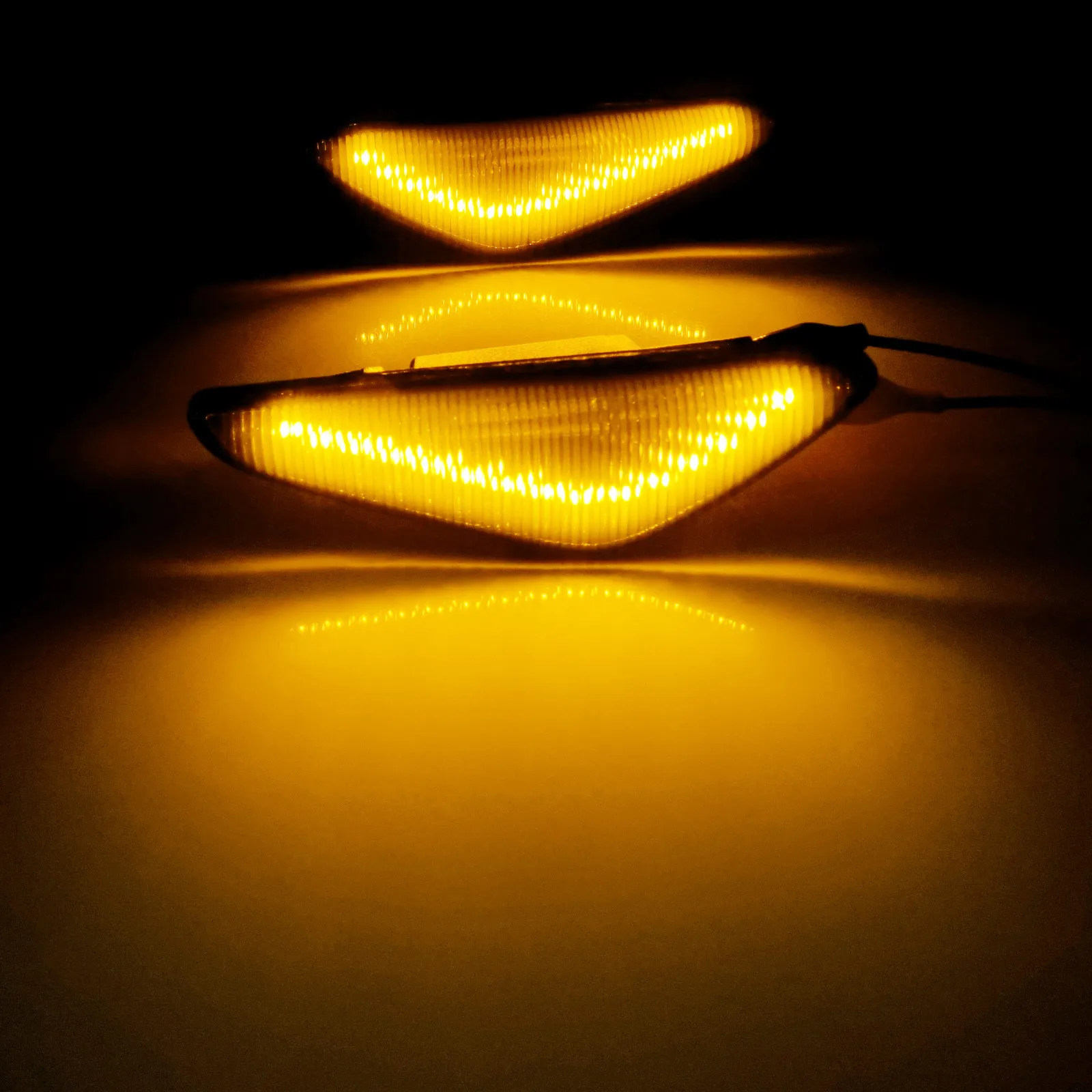 ANGRONG Black Smoked Lens Amber LED Side Indicator Marker Lamps for BMW ...