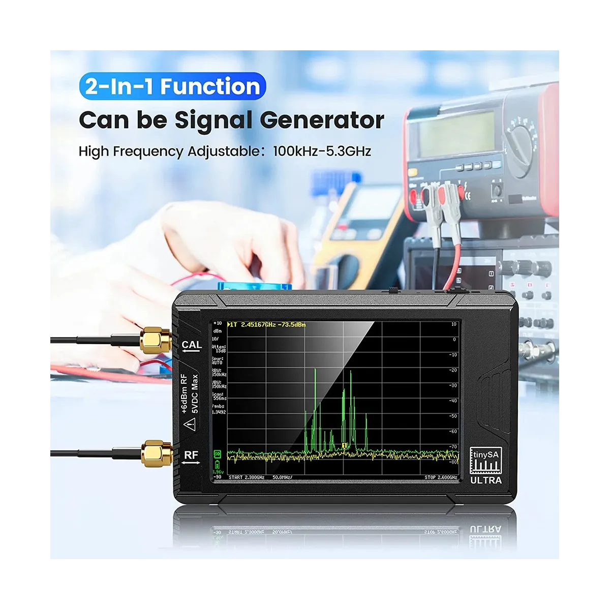 Tinysa Ultra Handheld 4-Inch waveform analyzer with SA Frequency ...