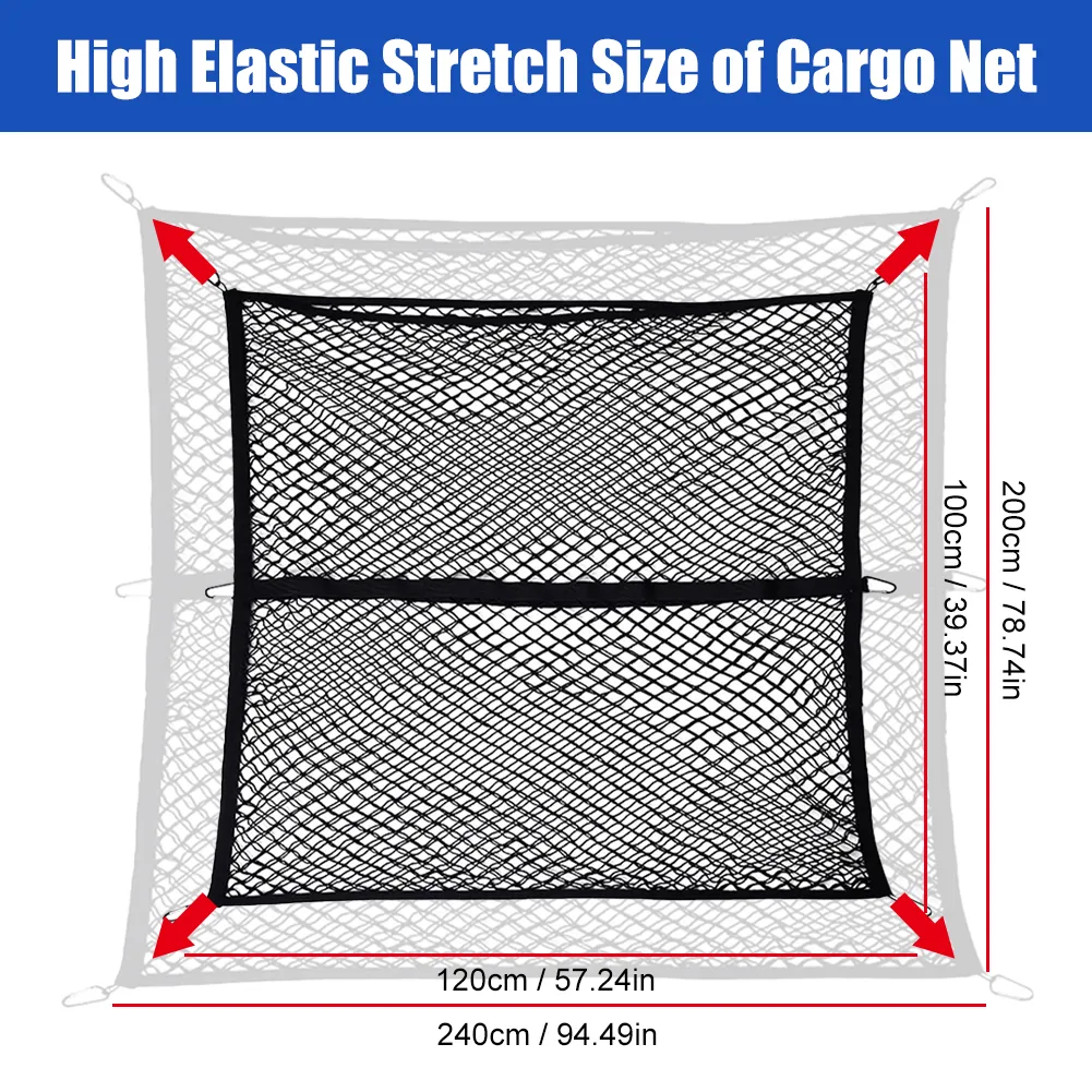 High-Elastic Cargo Net for Trucks: 4x4 Ft Stretchable to 7x7 Ft Double ...