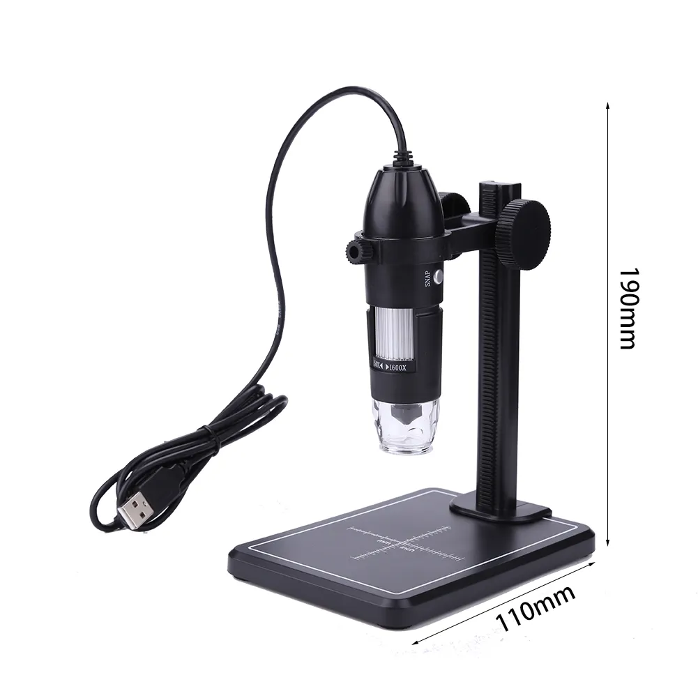 Professional USB Digital Microscope 1500X-3000X Portable 8LED 2MP ABS ...