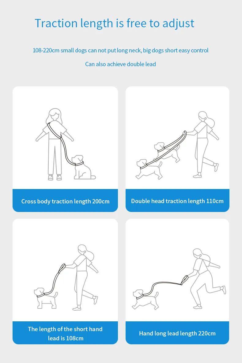 Double Leashes Dog Lead Adjustable Nylon Rope with Breakaway and Quick ...