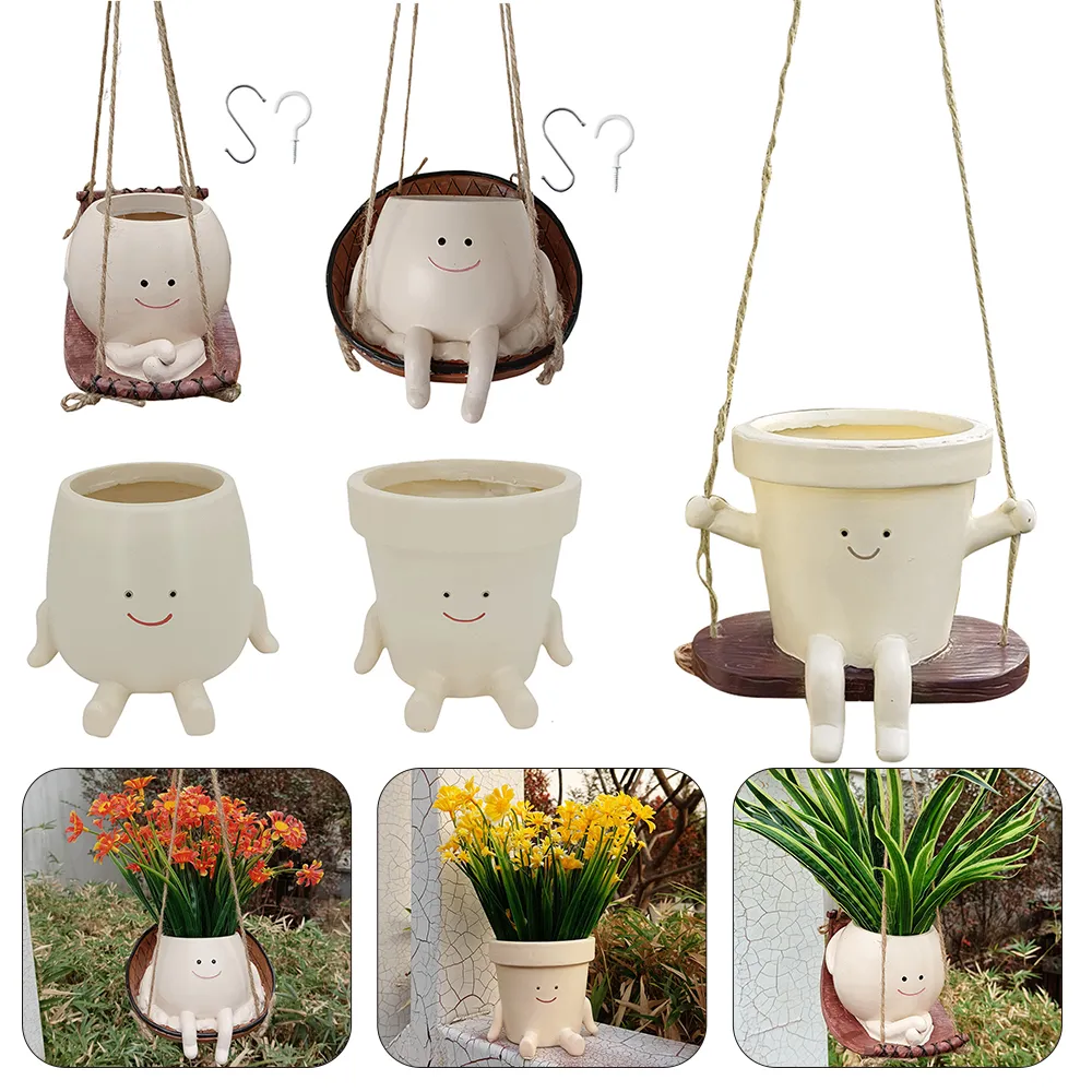 Smiling Resin Planters for Indoor & Outdoor Plants - Creative Smiley ...