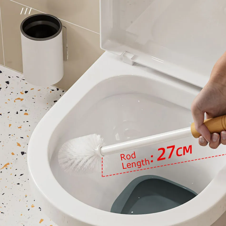 Wall-Mounted brush in toilet Rack Set with Wood...