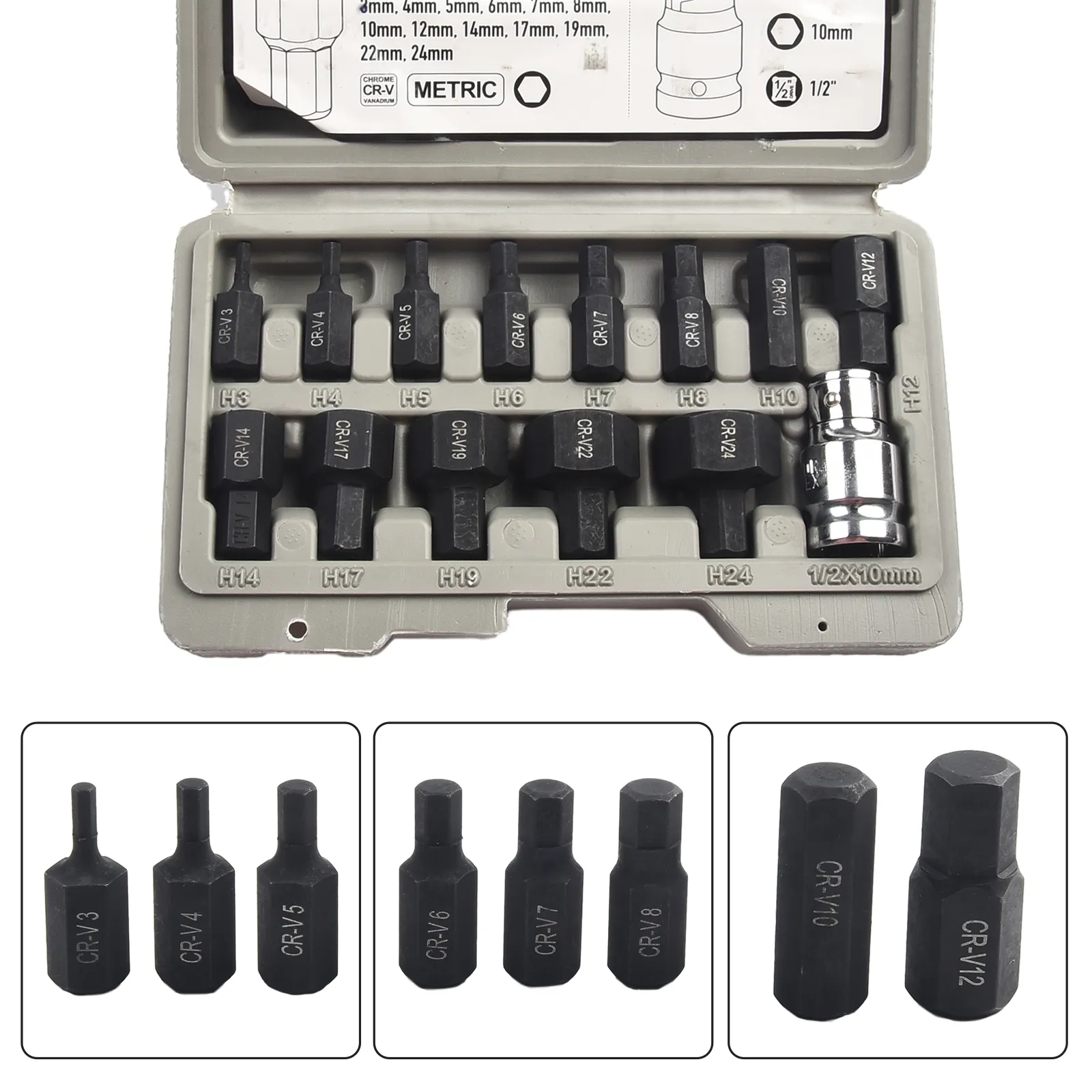 6-Piece 1/2 Socket Wrench Adapter Set, Chrome Vanadium Steel Impact ...