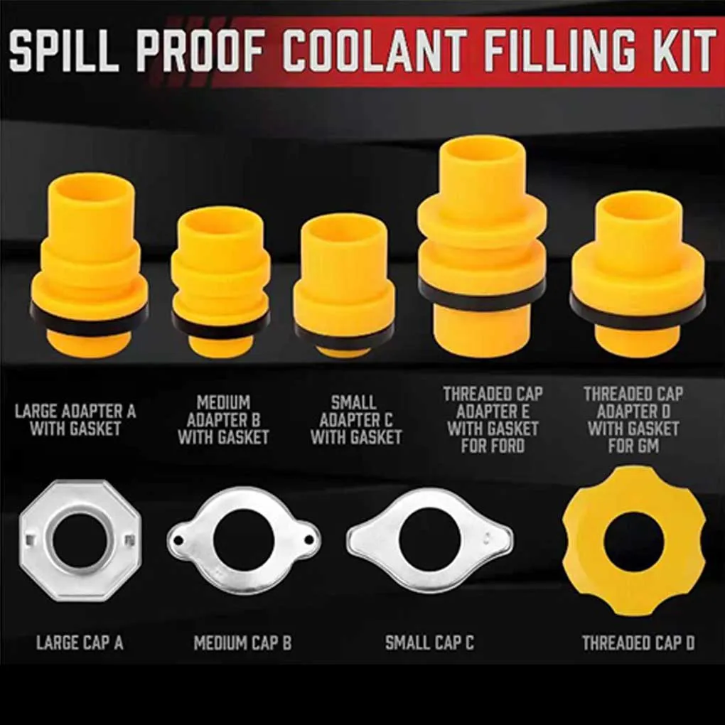 Engine Coolant Filling Funnel Kit Set, Spill Proof Car Radiator Water ...