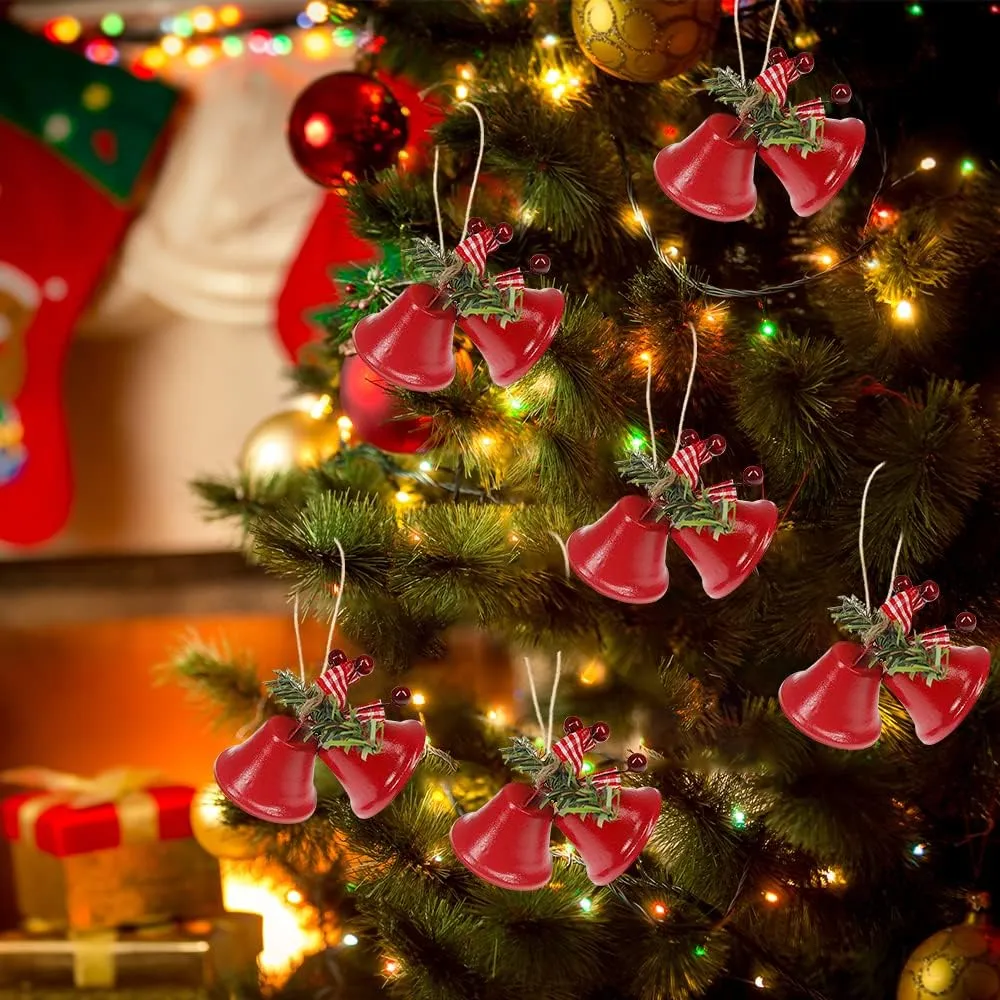Christmas Tree Ornaments: 4/Jingle Bells Gold & Red Bells Decorations ...