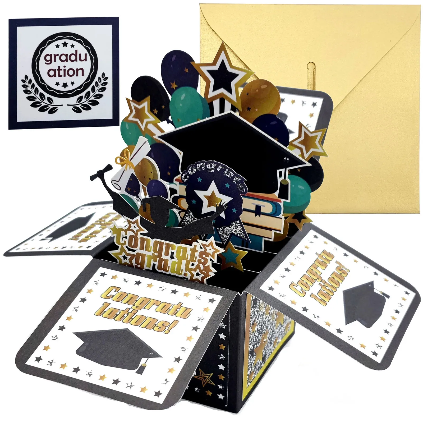 Graduation Pop Up Card: 3D Popup Greeting Gift Card For High School ...