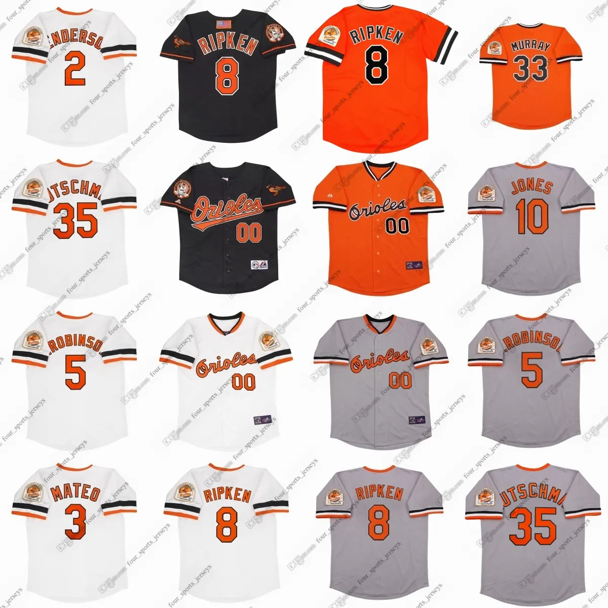 5 Brooks Robinson Throwback Baseball Jerseys Cal Ripken Adley Rutschman ...