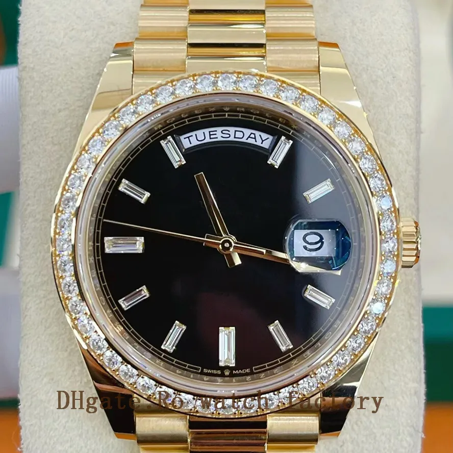 Luxurious Diamond Bezel Watch: 40mm Gold Strap, Double Buckle ...