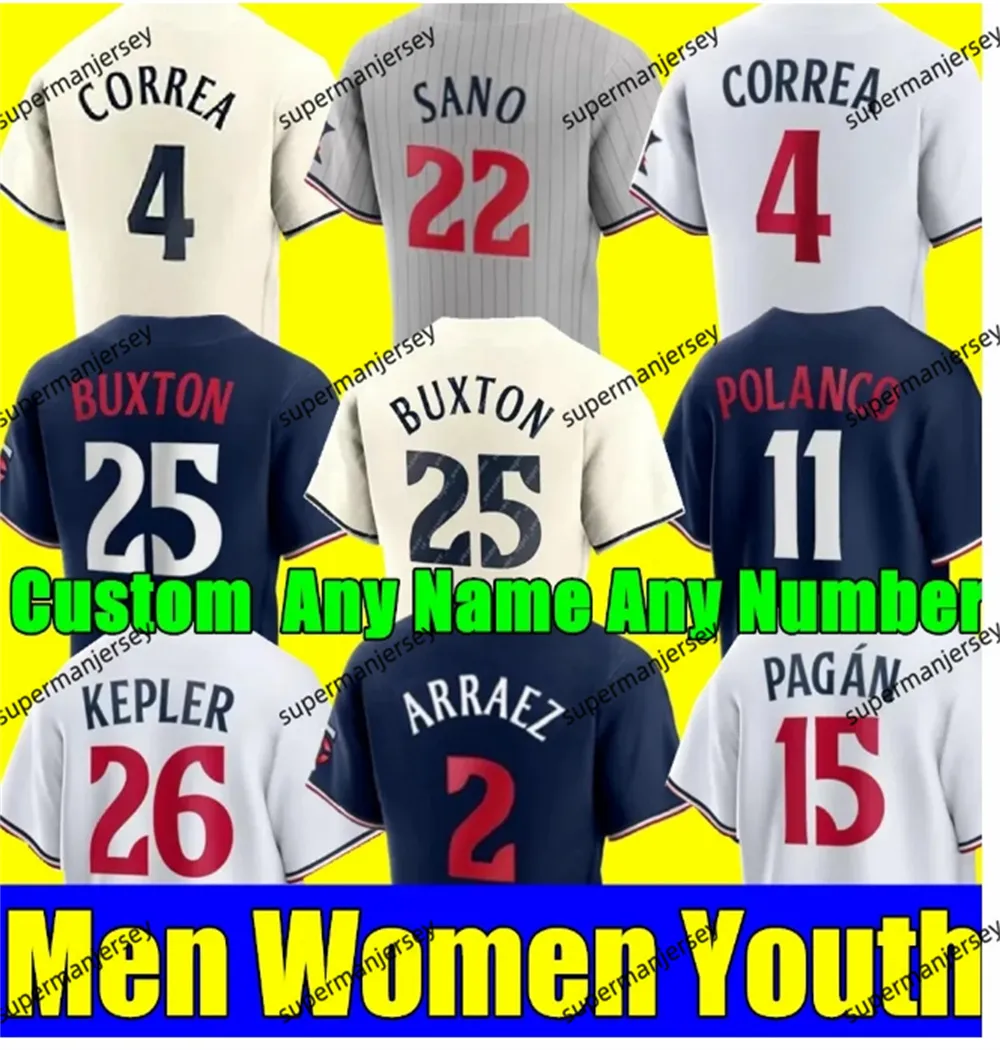 S 4XL 2024 Custom Royce Lewis Baseball Jerseys Byron Buxton Luis Arraez ...