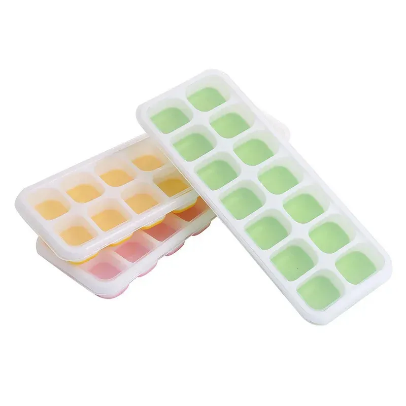 14-Grid Large Ice Tray Mold Box, Food Grade Silicone Ice Cube Square ...
