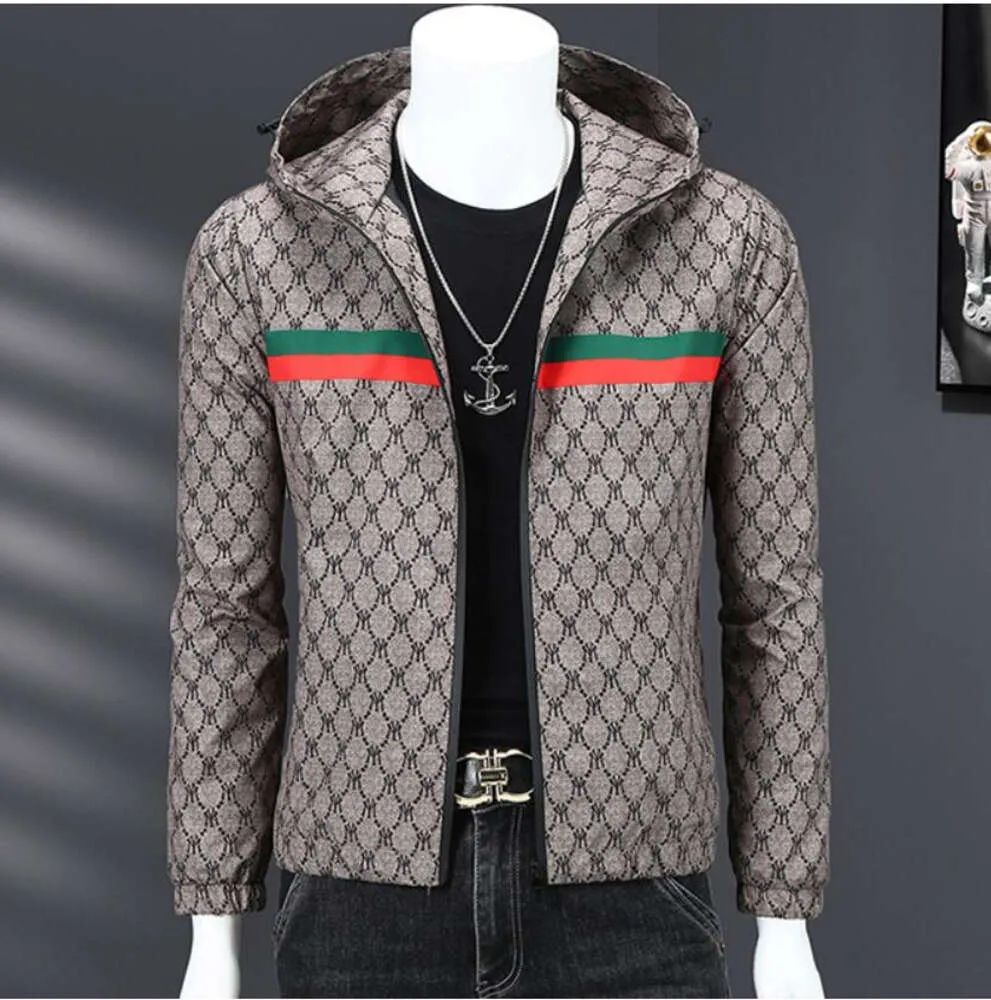 Mens Slim Designer Windbreaker Jacket High Quality Zipper Hooded Coat ...