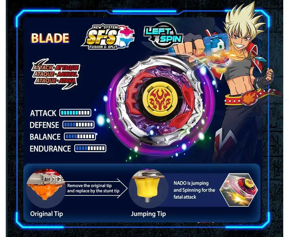 4D Beyblades Infinite Nado 3 Sports Series Gyroscope Rotating Top with ...