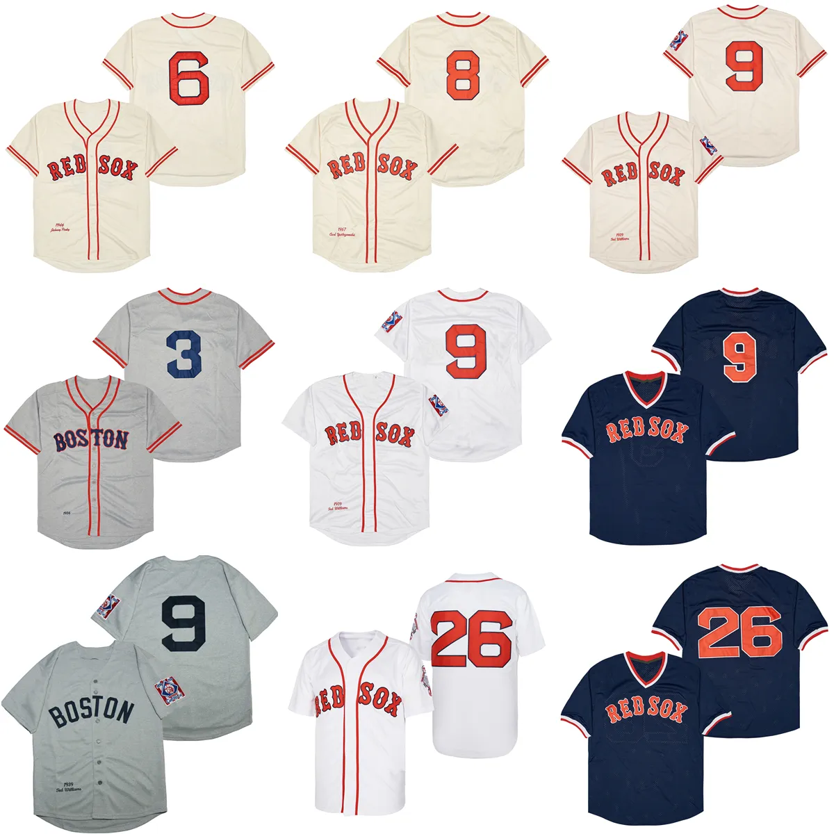 3 Jimmie Foxx Throwback Baseball Jerseys Johnny Pesky... From Four ...