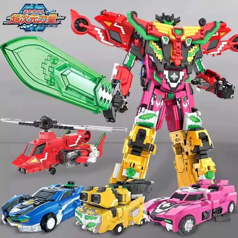 Transformation Toys Robots 4 In 1 MiniForce 6 Transform Combined Robot ...