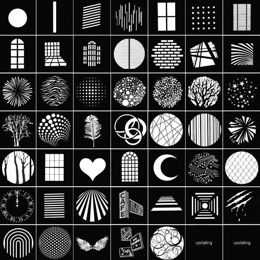 58mm Metal Gobo Mask Optical Snoot Pattern Shape Card Background Effect ...