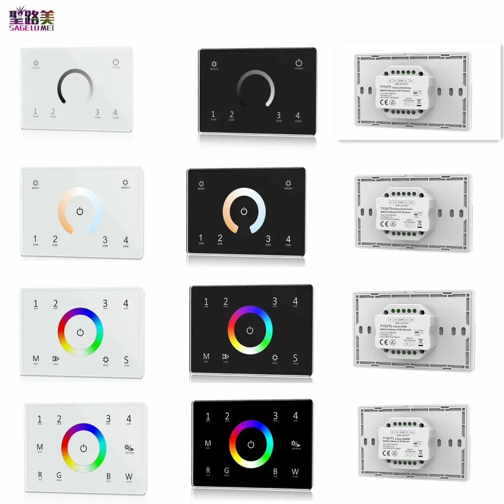 4-Zone Touch Glass Panel AC Controller: 110-240VAC Input, T11/T12/T13 ...