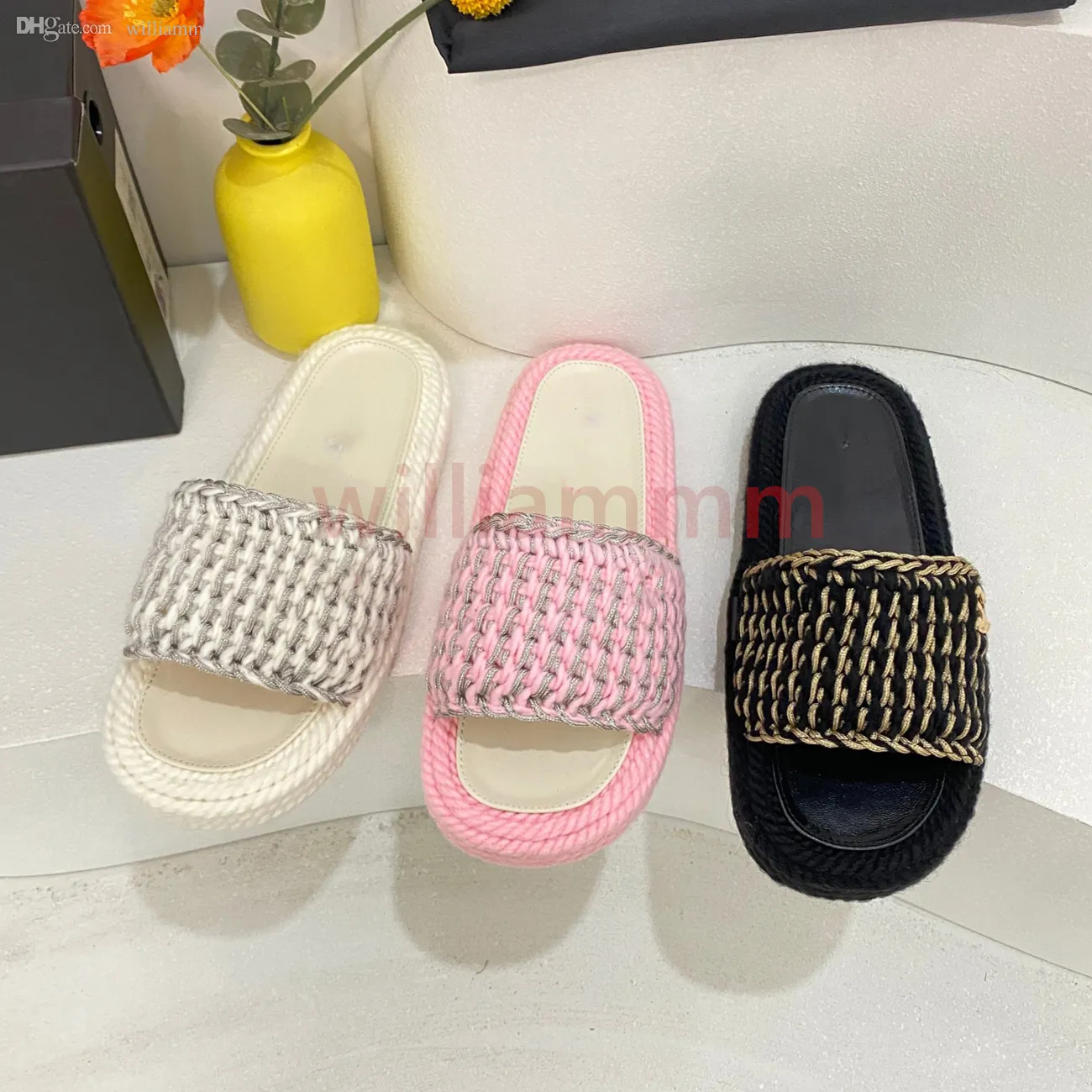 Luxury Designer Woven Pearl Slipperss For Women With... From Williammm ...