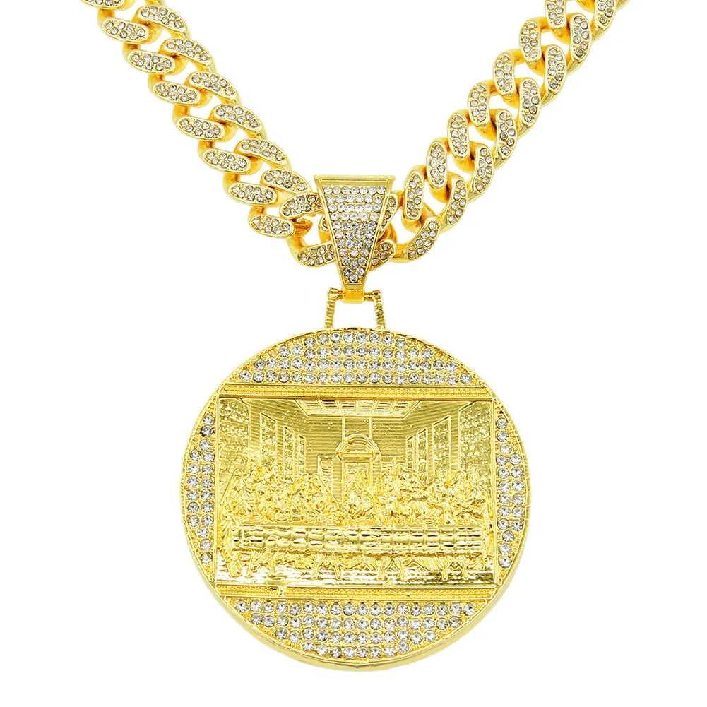 Last Supper Of Jesus With His Disciples Pattern Pendant Necklace 2 Gold ...