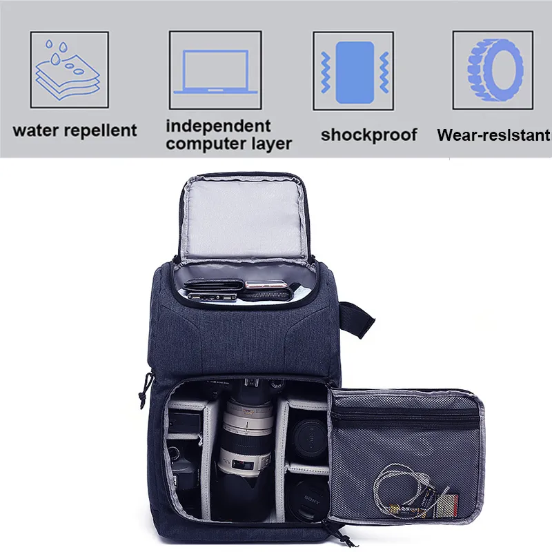 Waterproof DSLR Camera Backpack with Tripod Pouch for Travel and Photo ...