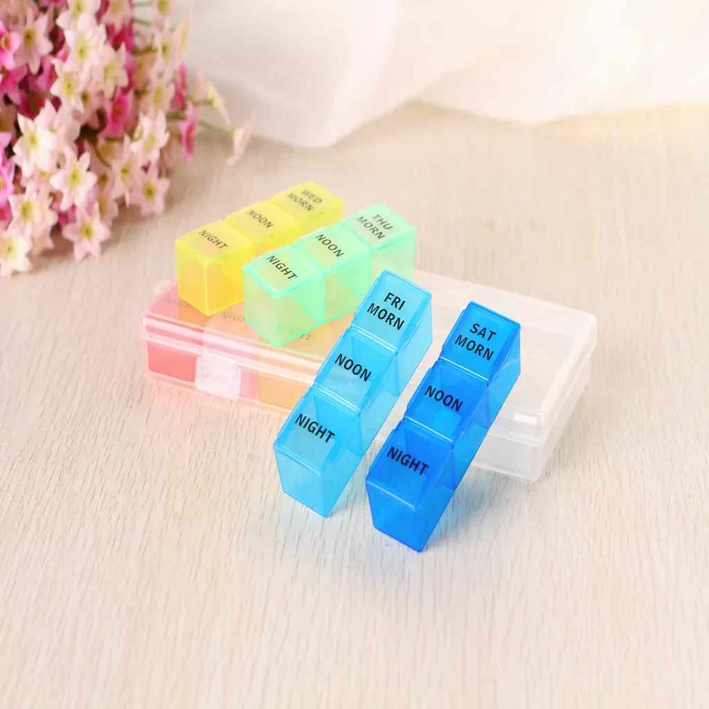 21-Slot Weekly Pill Organizer: Translucent 7-Day Medicine Dispenser ...